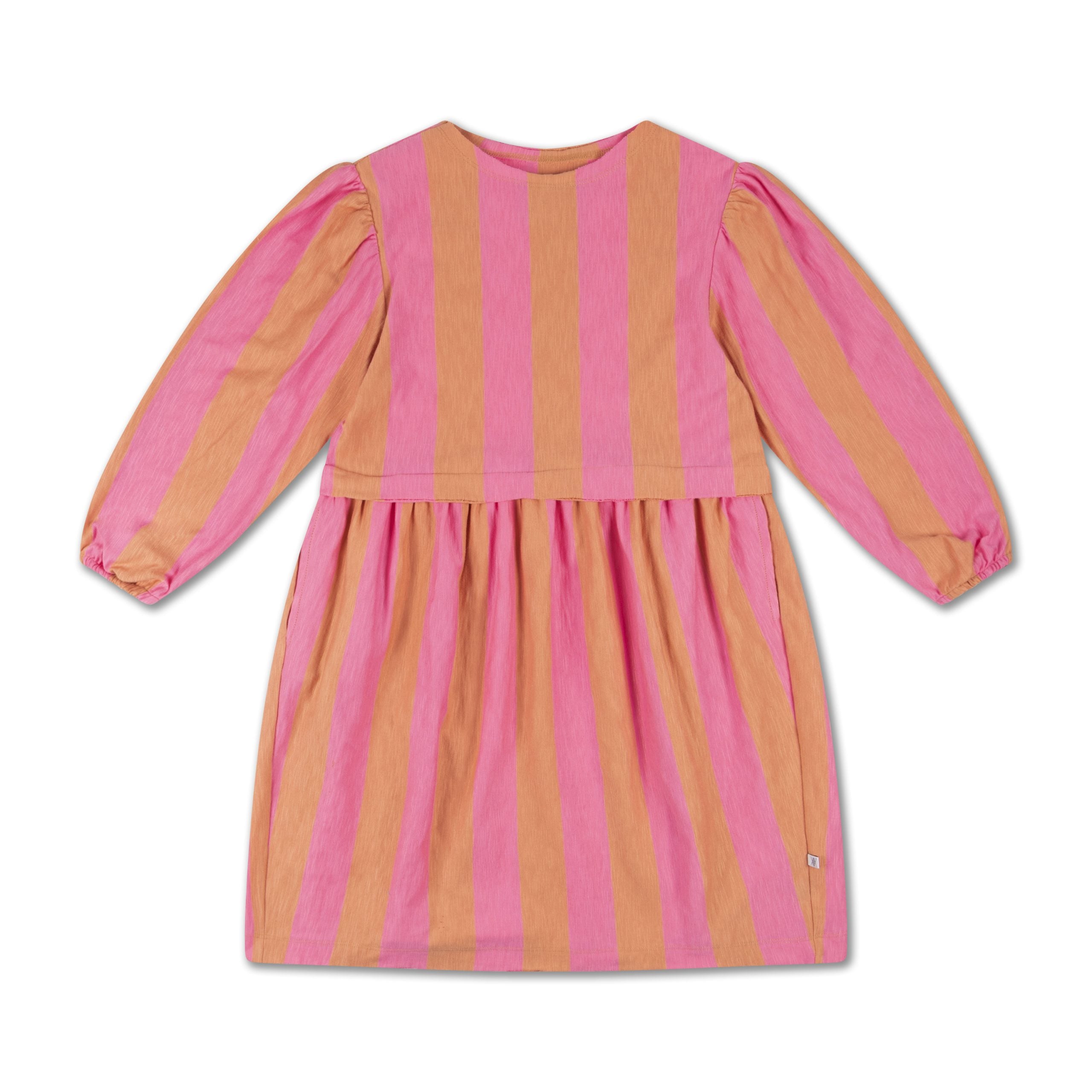 Dress - Pink coral block stripe